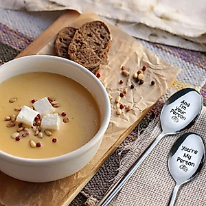 ZBBFSCSB You're My Person And I'm Your Person 2 Pcs Engraved Spoon with Gift Box, Anniversary Birthday Gifts for Couple, Christmas Gifts for Couple, Valentines Day Gift for His Her