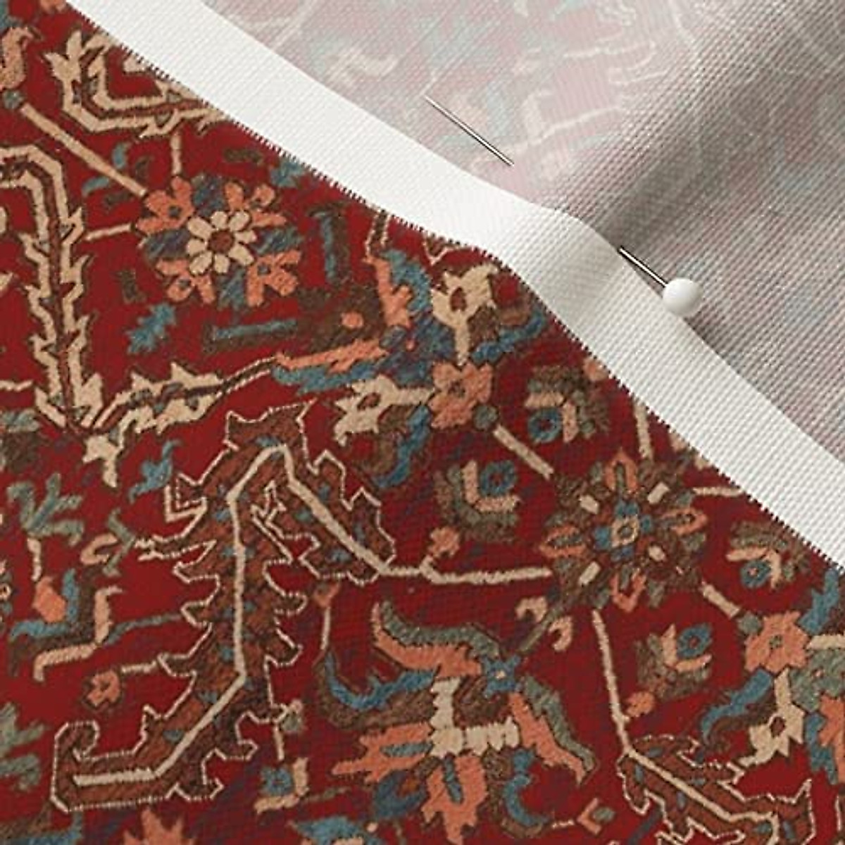 Spoonflower Square Throw Pillow, 18", Linen Cotton Canvas - Red Persian Black Oriental Library Traditional Print Throw Pillow Cover w/Insert