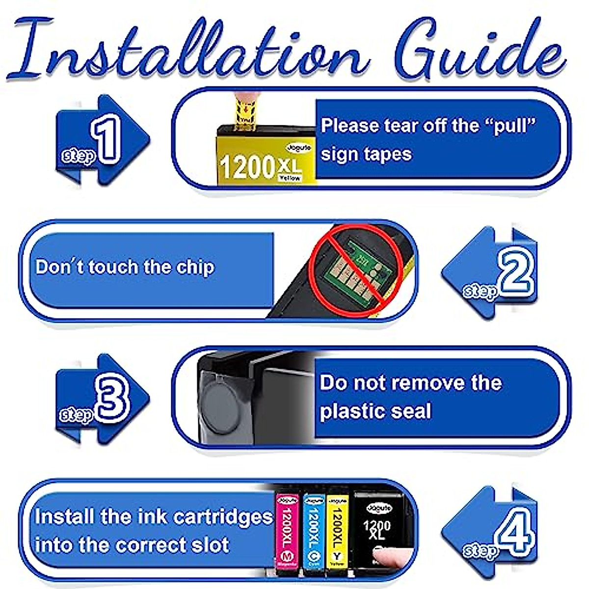 Jagute 1200XL Color Ink Cartridges Combo Pack Replacement for Canon PGI-1200XL PGI-1200 XL 1200XL Work with Maxify MB2050 MB2320 MB2020 MB2720 MB2120 MB2350 Printers (2Cyan/2Magenta/2Yellow, 6-Pack)
