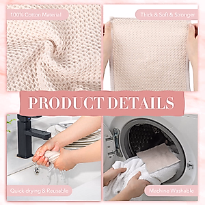 50 Pcs Cotton Waffle Kitchen Dish Towels 9.8 Inch Reusable Waffle Dish Rags Quick Drying Waffle Washcloths Soft Absorbent Waffle Dish Cloths for Cooking Kitchenware Hand Towel Napkin, Beige