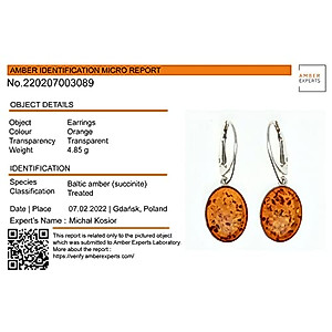 Sterling Silver and Baltic Amber French Leverback Honey Amber Oval Earrings Alaina