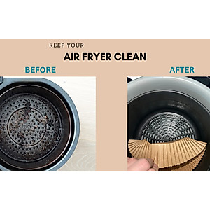 Ohimbuying Air Fryer Liners - Disposable Round Parchment Paper Liners, Raised Edges - Non-Stick, Food-Grade, Heatproof Inserts for Oven Baking, Microwave Cooking - 6.3" Diameter, 100 Sheets Per Pack