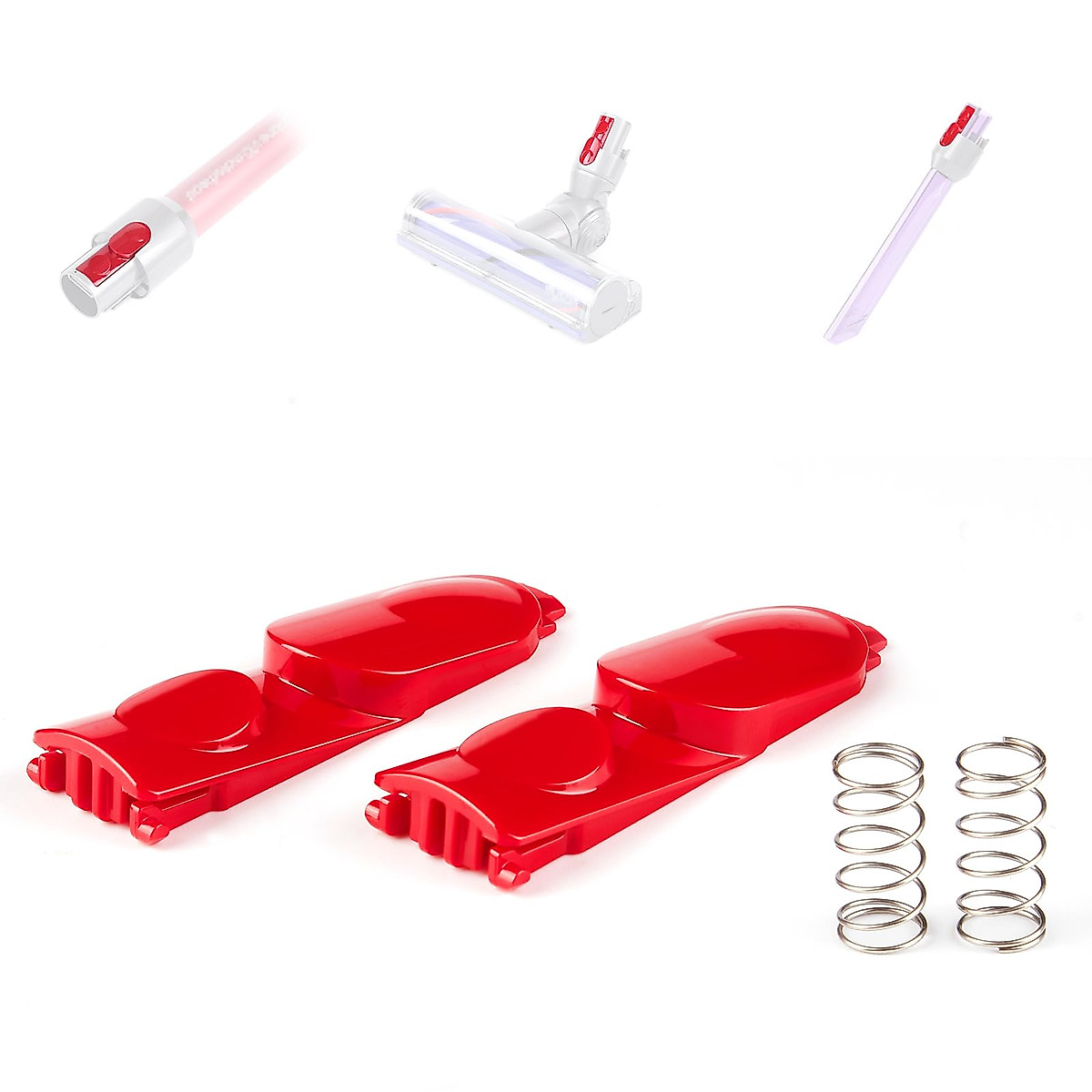 2 Pack Cleaner Head Clip Latch Tab Button Replacement for Dyson V7 V8 V10 V11 V15 Vacuum Cleaner Extension Wand Clip Button, Wand Tube/Illumination Tool Button with Spring