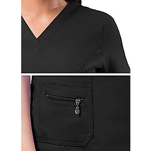 Adar Pro Scrubs for Women - Elevated V-Neck Scrub Top - P4212 - Black - M