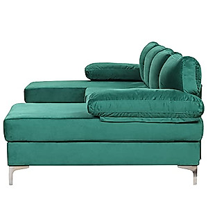 Casa Andrea Milano Modern Large Velvet Fabric U-Shape Sectional Sofa, Double Extra Wide Chaise Lounge Couch