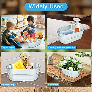 4PCS 4 Gallon Galvanized Tub, Beverage Tub, Ice Buckets for Parties With Carry Handles, Drink Buckets for Parties, Beverage Tubs for Parties, Mimosa Bar Supplies