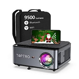 TOPTRO Projector, 5G WiFi Bluetooth Projector,400 ANSI (Over 9500L) Native 1080P Movie Projector for Outdoor Use,4P/4D Keystone，4K Supported,Portable Phone Projector Suit for iOS/Android/TV Stick/PS5