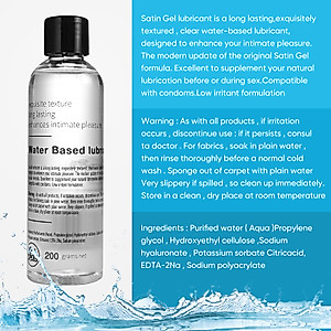 SATIN GEL Water-Based Personal Lube, Sex Lubricant, Lube for Men, Women and Couples, Natural Plant-derived Lubricant, Toy & Condom Compatible 1 Pack