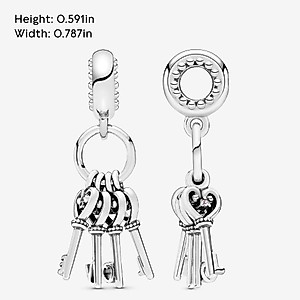 Pandora Jewelry Keys of Love Dangle Crystal and Cubic Zirconia Charm in Sterling Silver