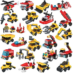 ATDAWN Christmas Advent Calendar 2023 with 24 Different Construction Vehicles Building Blocks, Car Stocking Stuffer Toys, Countdown to Christmas Building Block Toy for Kids Toddlers Teen