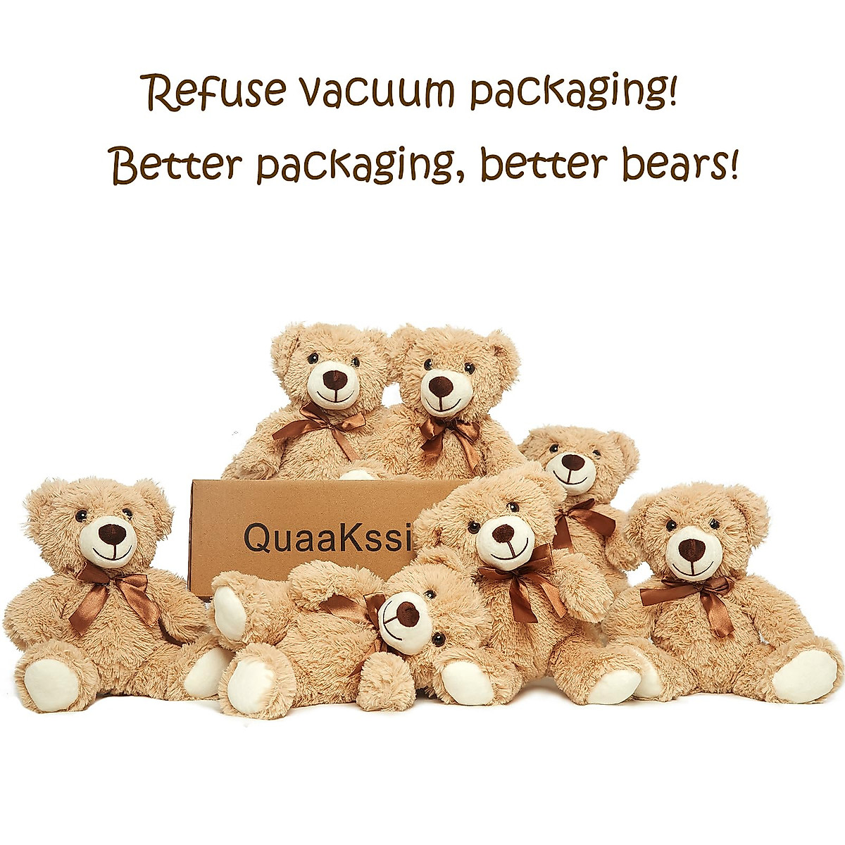 Quaakssi Teddy Bears Bulk 12 Packs Teddy Bear Stuffed Animal Plush Toys Gift for Kid Girlfriend,13.5 Inches Dark Brown Stuffed Bears for Christmas Valentine's Day Birthday Wedding Party