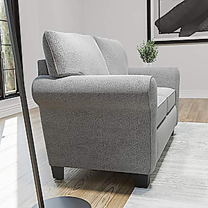 Edenbrook Willow Upholstered Loveseat with Rolled Arms – Living Room Furniture – Gray Small Loveseat - Seats Two – Loveseat for Small Spaces