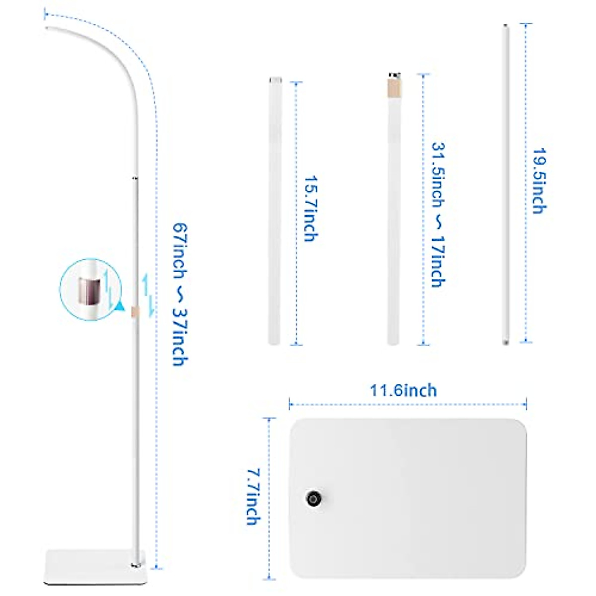 67" Adjustable Height Baby Monitor Floor Stand Holder for Infant Optics DXR-8 Pro,eufy HelloBaby and ANMEATE Baby Monitor,Owlet Kidsneed and BabySense Monitor，Also for Cameras with 1/4 Screw Mount