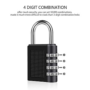 Combination Lock, [1 Pack] Diyife 4 Digit Outdoor Waterproof Padlock, Resettable Combination Padlock for School Gym Locker,Toolbox, Fence, Hasp, Cabinet(Black)
