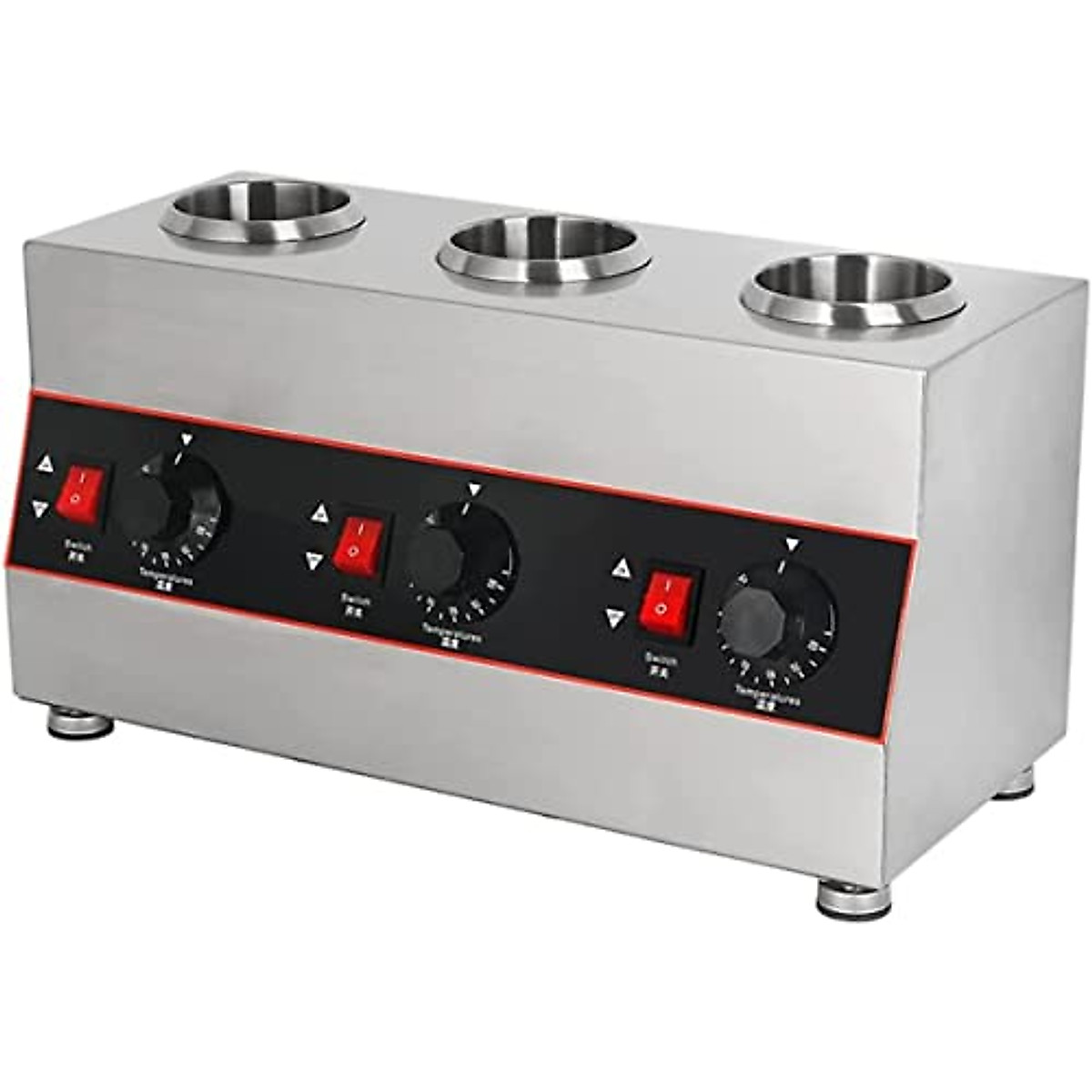 ANSNAL Commercial Electric Sauce Warmer 3 Pot, 480W Stainless Steel Countertop Sauce Dispenser, Adjustable Temperature from 30 to 85℃, Chili Hot Fudge Cheese Caramel Jam Sauce Warmer