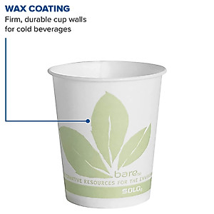 Bare Eco-Forward Leaf Print Disposable Wax Coated Paper Drinking Cup 5 oz. 100 Ct
