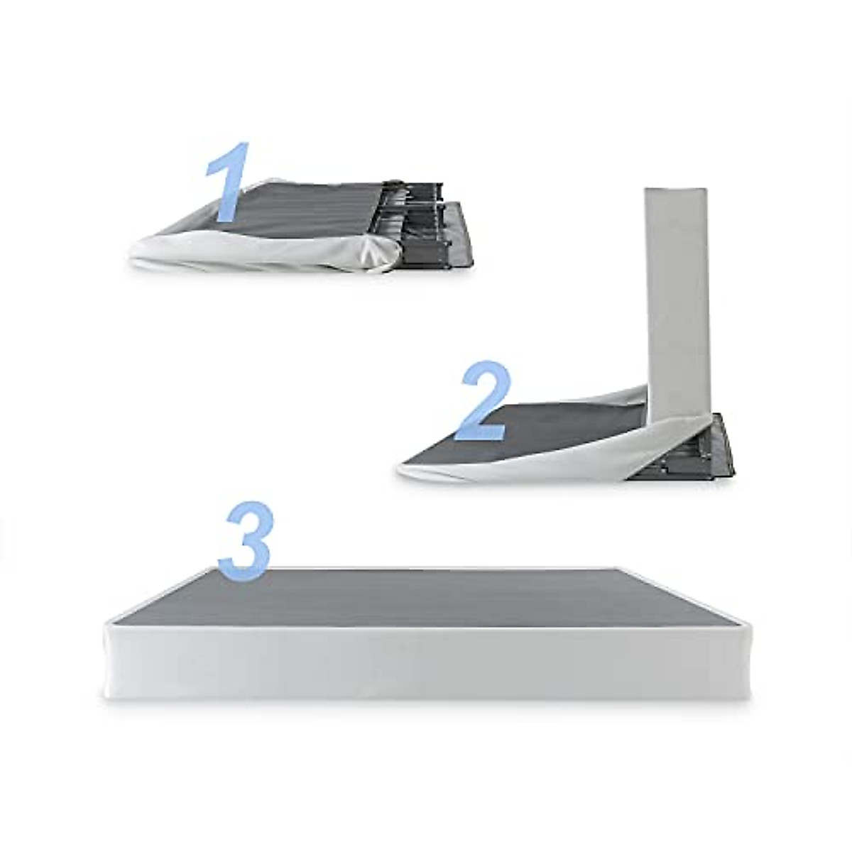 ZINUS No Assembly Metal Box Spring / 9 Inch White Mattress Foundation / Sturdy Metal Structure, Split Queen