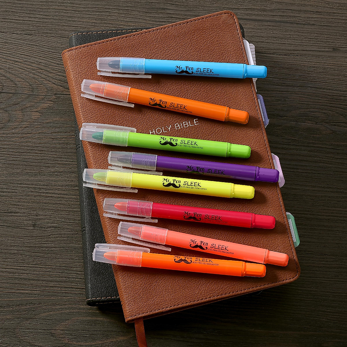 Mr. Pen No Bleed Gel Highlighter, Bible Highlighters, Assorted Colors, Pack of 20
