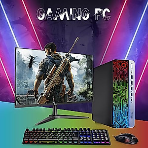 BTO RGB Gaming Desktop PC Bundle - Intel Core i7-6th Gen. 16GB DDR4 Ram, 512GB SSD, NVIDIA GT 1030, New 22 Inch Monitor, RGB Set, Windows 10 (Renewed)
