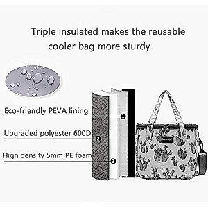 Aschar Reusable Insulated Thermal Lunch Bag Cute Lunch Box for Teens Boys Girls Adult Women Work School Outdoor Travel Picnic Beach BBQ party (Leaves)