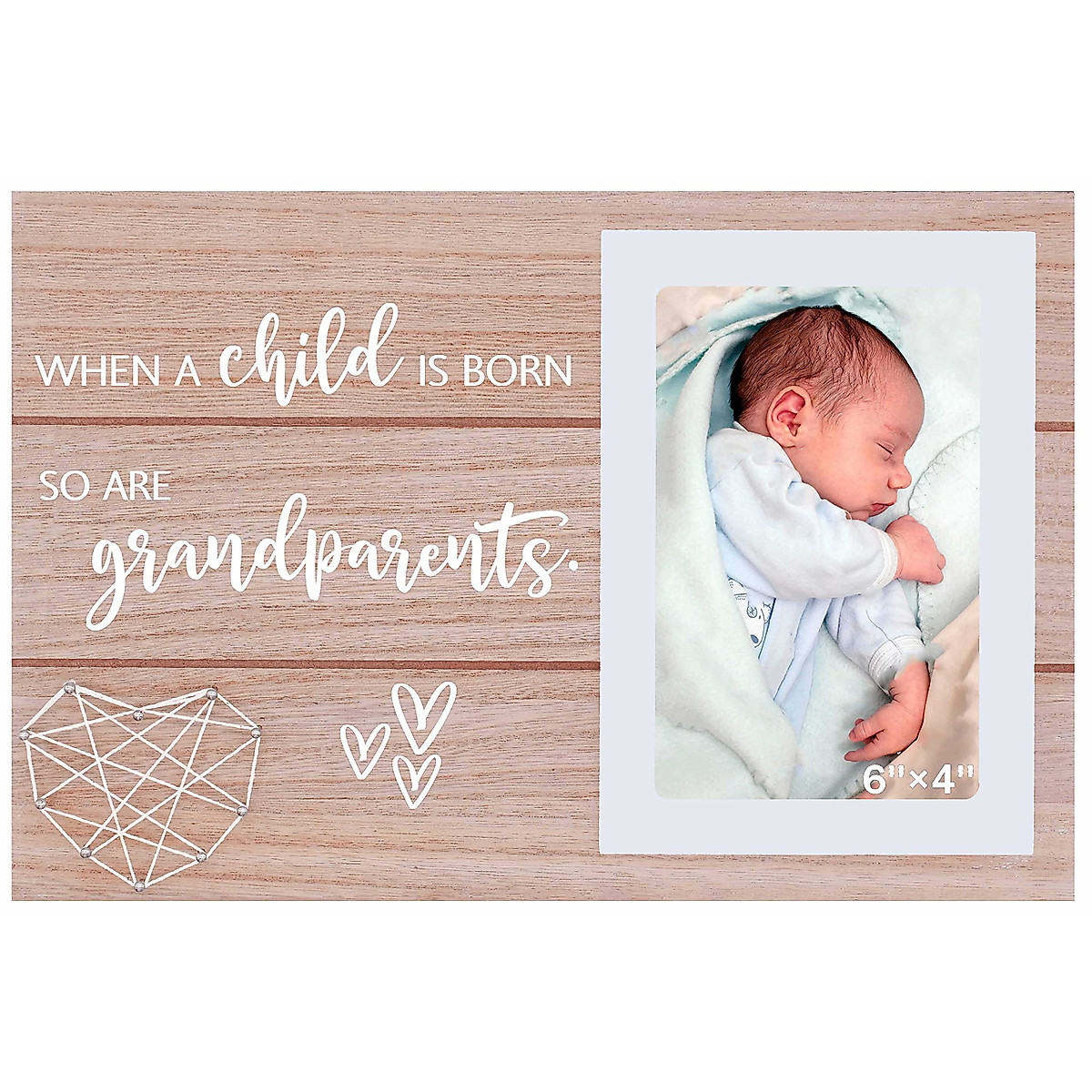 New Grandparents Gift-New Grandma Grandpa Gift-Pregnancy Announcement Gift-When A Child Is Born,So Are Grandparents-Get Promoted to Grandparents-Wood Picture Frame Photo Frame for 6''×4'' Photo