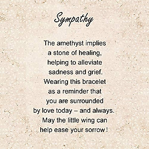 Sympathy Gifts for Loss of Mother, Father, Baby, Pet Dogs Amethyst Bead Bracelet with Sterling Silver Wing Charm Memorial Jewelry with Card and Gift Box