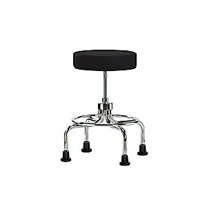 Perch Retro Rolling Exam Stool with Stationary Caps, Black Vinyl