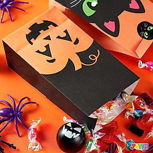 JOYIN 60 PCS Halloween Characters Paper Treat Bags, Trick or Treat Goodie Bags, Candy Bags with Stickers for Halloween Party Favor Supplies