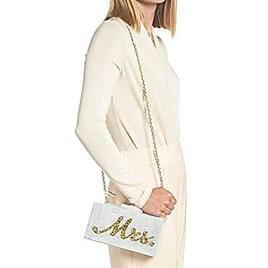 Mrs Clutch Purse Women Evening Bag Handbag for Bride Party White