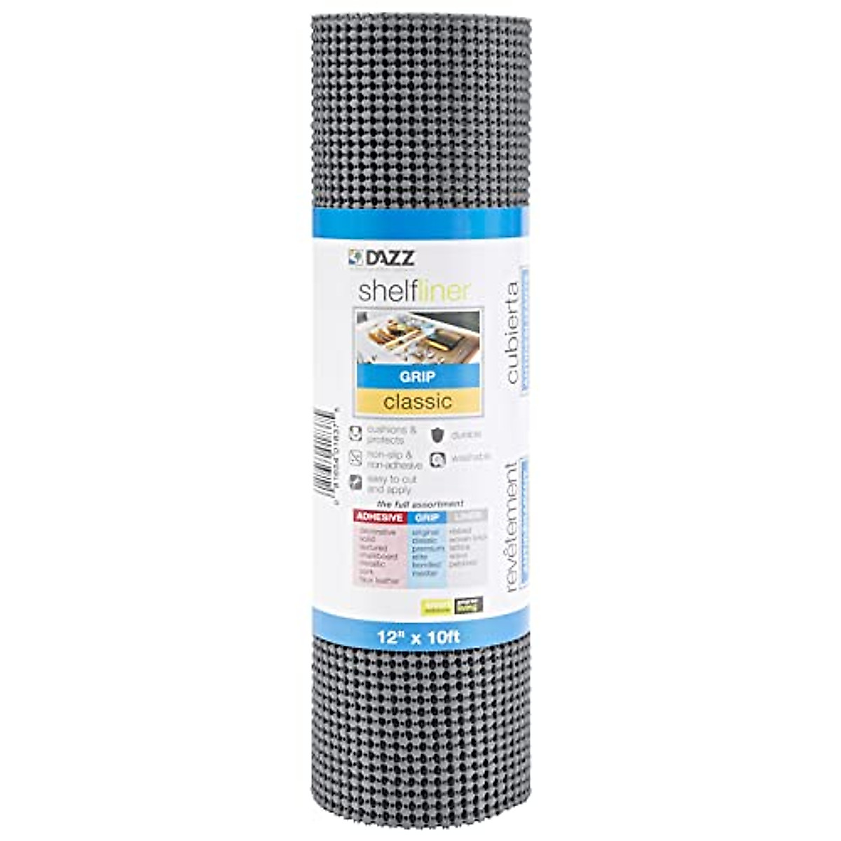 Smart Design Classic Grip Shelf Liner For Home Organization- Non Adhesive/Slip, Easy Clean - Perfect for Desk, Shelves, Kitchen, Bathroom, Cabinet Protection -Graphite Gray​