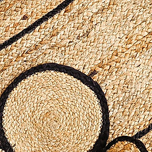 KLAVATE Scalloped Home Decor Braided Bohemian Jute Classic Quality Made Natural Hand Woven Area Rug (Black, 2x3 feet)