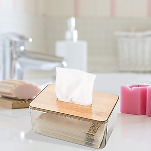 Jucoan 2 Pack Clear Acrylic Tissue Box Cover, Rectangle Paper Facial Tissue Box Holder, Dryer Sheet Dispenser for Laundry Room, Bathroom, Kitchen, Home