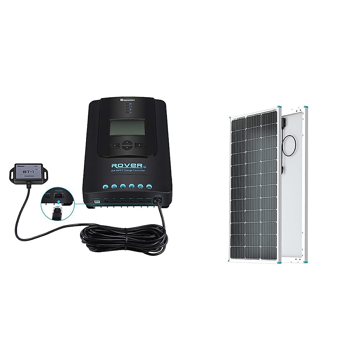 Renogy 40A 12V/24V Solar Charge Controller and 100W 12V Monocrystalline Solar Panel