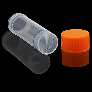 LANIAKEA 200Pcs Plastic Test Tubes with Screw Cap, 5ml Small Plastic Vials Centrifuge Test Tube, Plastic Frozen Test Tubes, Vial Screw Orange Seal Capfor Office School Laboratory Chemistry
