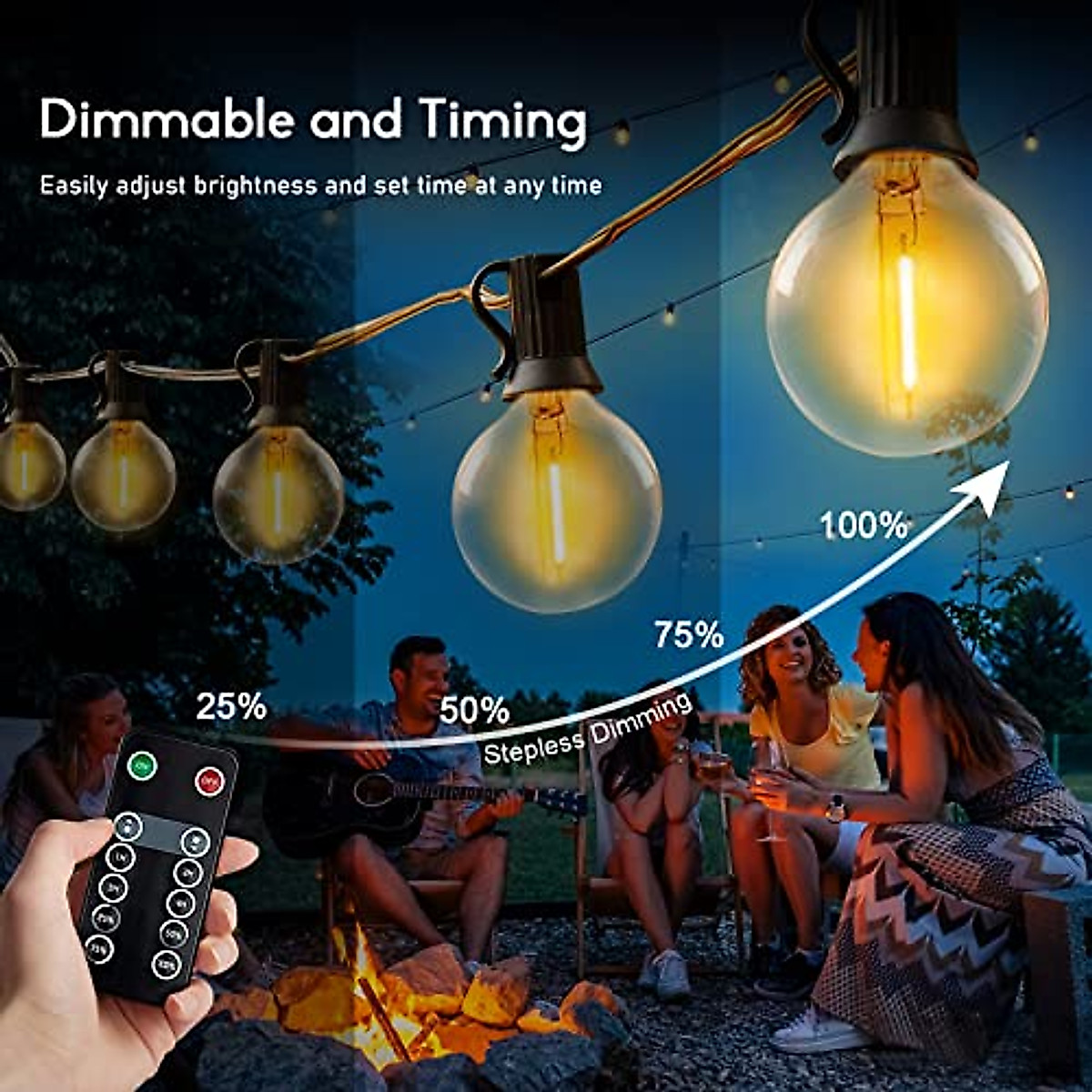 HISTAR LED Outdoor String Lights 30FT with Remote Waterproof Patio Lights 27 Dimmable Edison Bulbs, Shatterproof Goble String Lights Decorative Backyard Balcony Bistro Party Cafe Lights