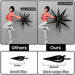 KatchOn, Black Spike Balloons - 20 Inch, Pack of 50 | Black Star Balloons Metallic, Black Starburst Balloon | Halloween Balloons | Spiky Balloons for Bachelorette Party, Black Halloween Decorations