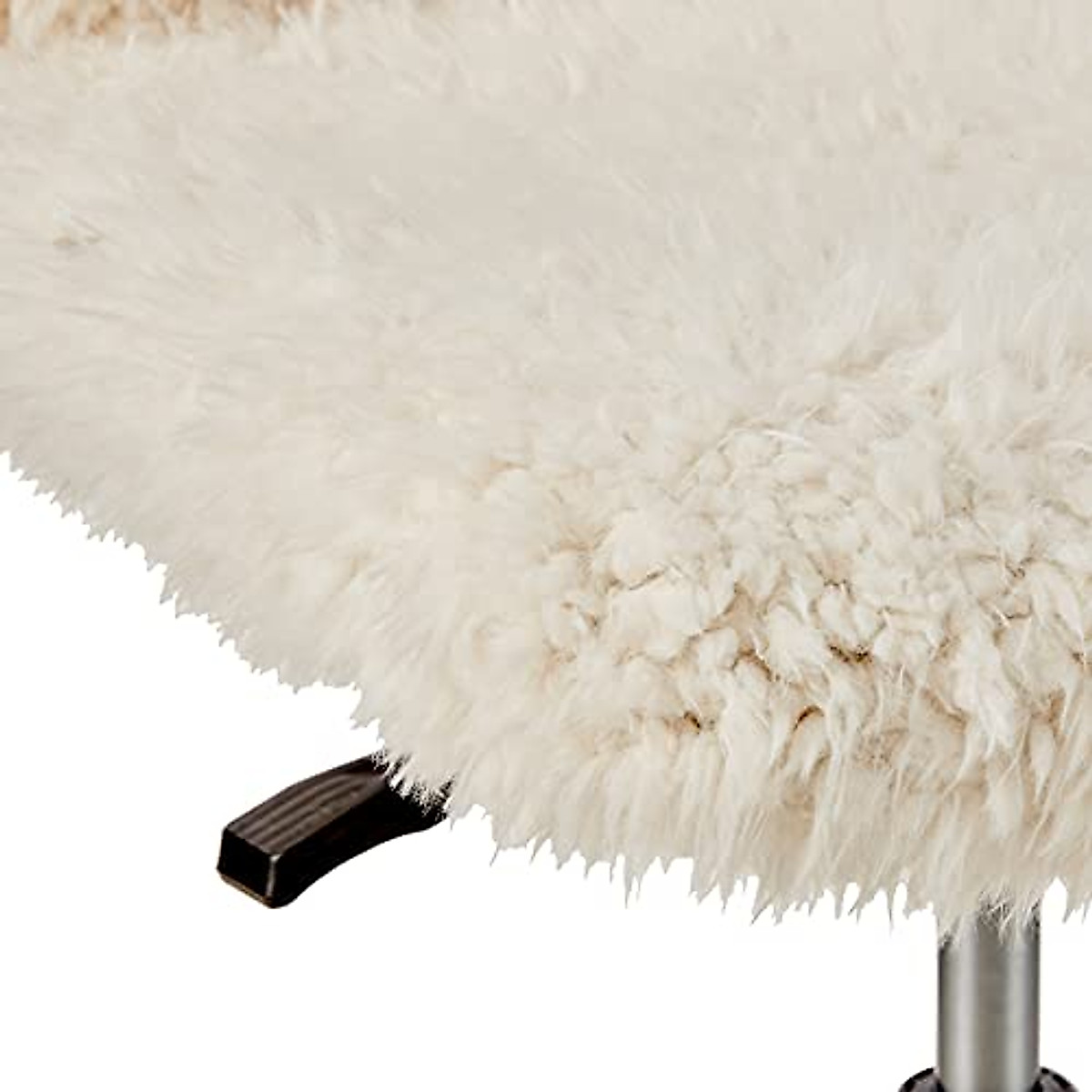 Urban Lifestyle Mongolian Faux Fur Task Chair, Adjustable, 28D x 19W x 34H in For Office, Ivory