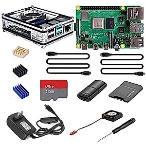 Vemico Pi 4 Model B 8GB Starter Kit with Card, Heatsinks, Cooling Fan, HD Out Cable, Power Supply, Case Card Readers, Screwdriver