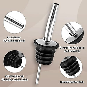 HARSKIYER 10pcs Black Pour Spouts for Liquor Bottles, Stainless Steel Bottle Pourers Tapered Spout for 3/4" Bottle Mouth