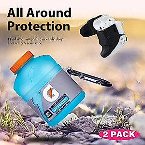 2 Pack Gkv for Airpods 2/1 Case for Airpod Cover Funny Fun Kawaii Cute Unique 3D Cool Cartoon Girly Design Air Pods 2nd/1st Silicone Shell Cases for Girls Teen Boys Kids(White Handy&Blue Drink)