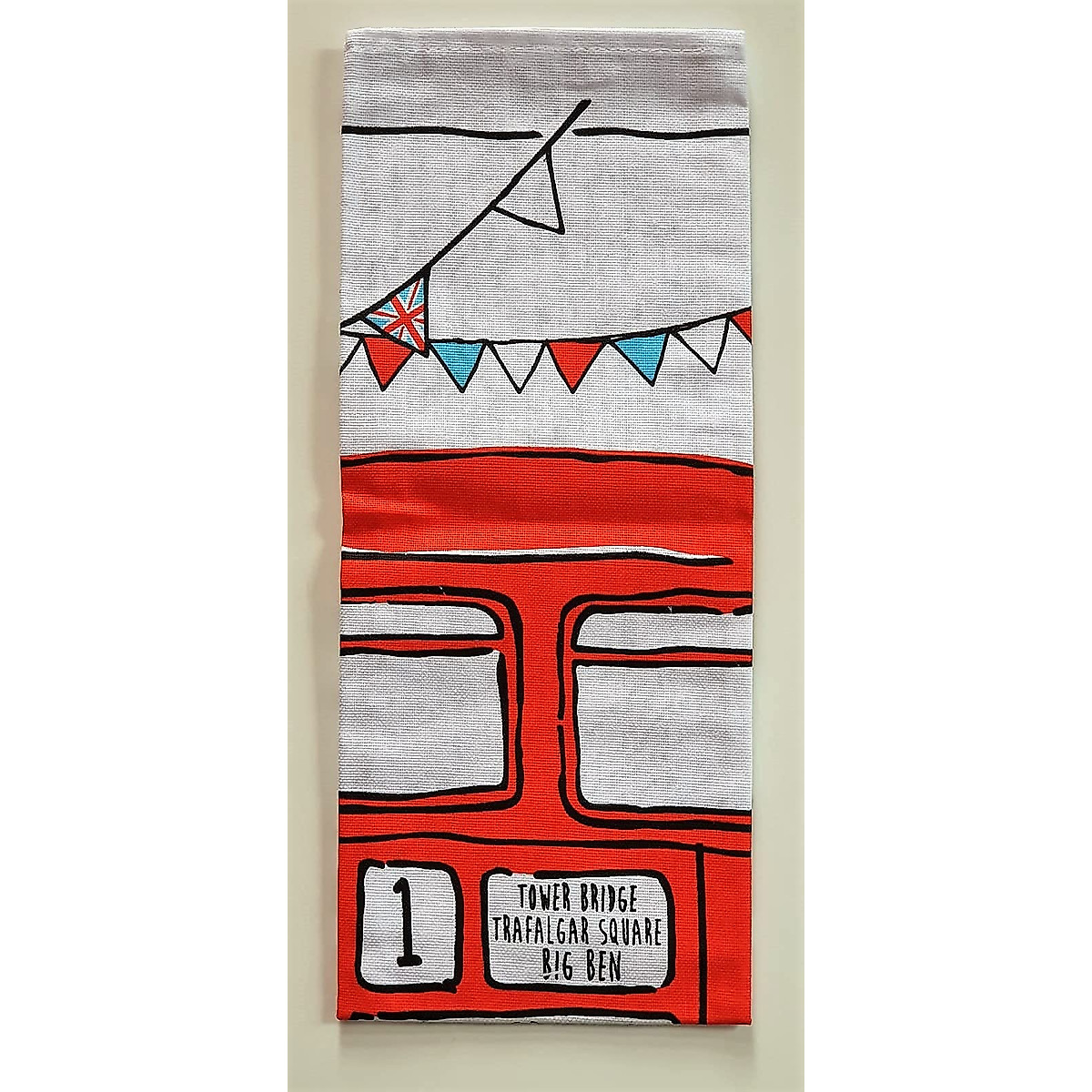 Sketchy Red London Bus Tea Towel Souvenir Sketch Routemaster Cartoon Drawing Souvenir Gift White by Elgate