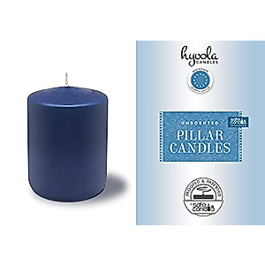Hyoola Midnight Blue Pillar Candles 2x3 Inch - 4 Pack Unscented Pillar Candles - European Made
