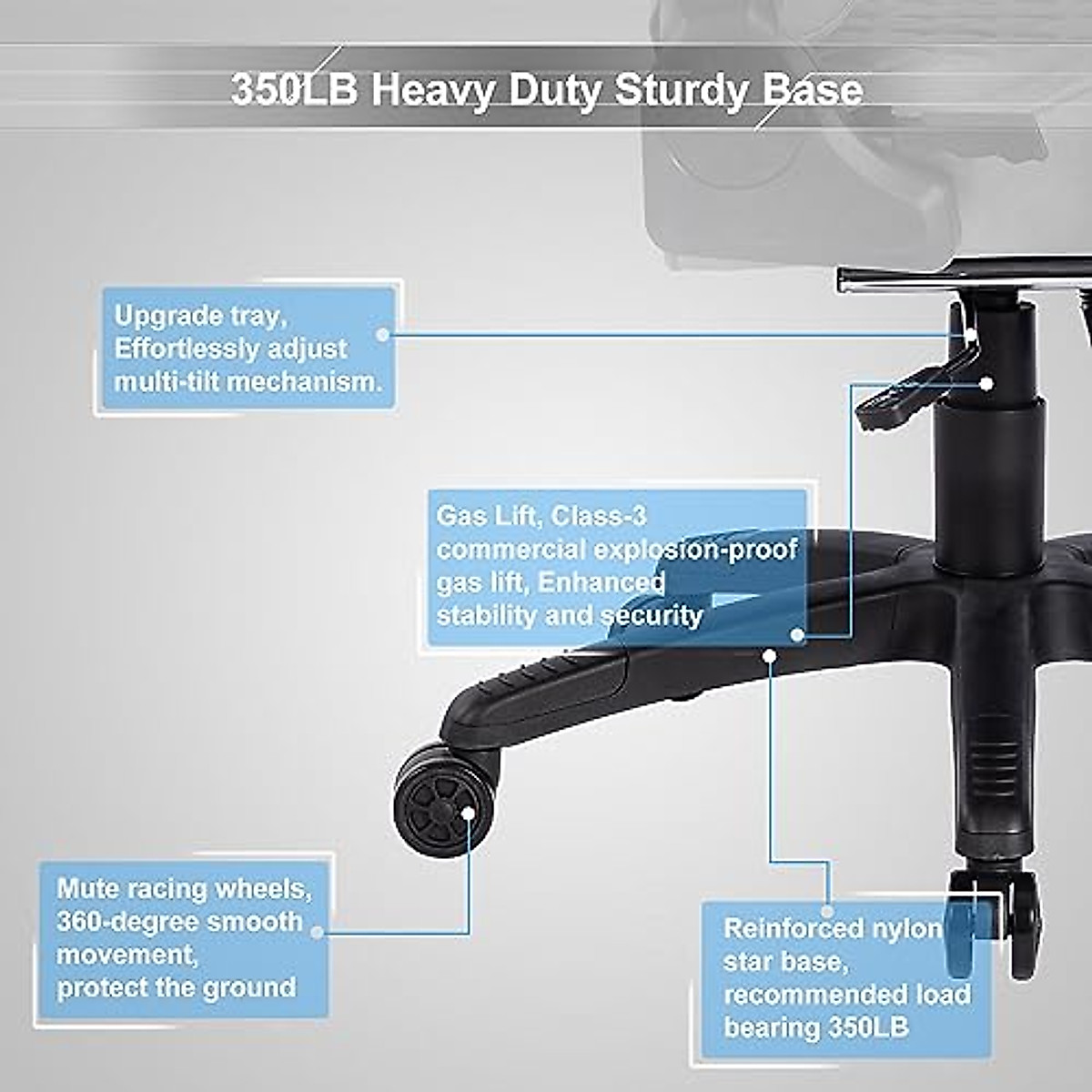 Blue Whale Massage Gaming Chair for Adults and 350LBS Reinforced Base,Thickened Seat Cushion, Adjustable Armrest, Big and Tall Ergonomic Office Computer Chair