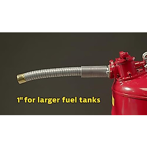 Justrite 5 Gallon Type II Yellow Safety Can for Diesel with Flame Arrester, Self-Closing Lid, and 1" Flexible Metal Spout, Made in the USA, Galvanized Steel Flammable Storage Can, 7250230