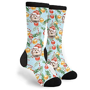 Lovely Christmas Hedgegog Socks Women & Men Breathable Novelty Moisture Control Running Crew Socks