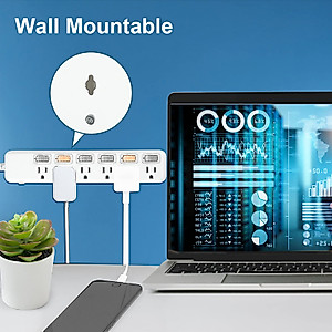 Power Strip with 3 USB 3 Outlet, Desktop Charging Station with 6 Ft Extension Cord, Compact Plug Strip for Travel, Hotel, Cruise Ship, Gray