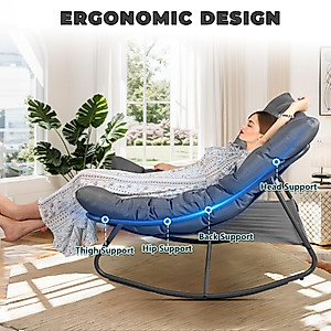 jamege Outdoor & Indoor Oversized Rocking Chairs Set of 2, Modern Metal Lounge Rocking Chair with Thick Cushions, High Back Rocker Chair Set for Living Room, Patio, Porch, Garden, Backyard