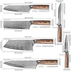 FULLHI Knife Set 13pcs Japanese Knife Set, Premium Japan Stainless Steel Kitchen Knife Set with Knife roll package