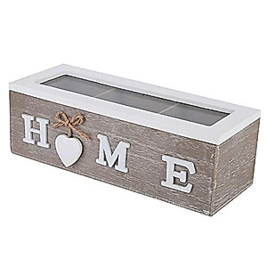 Tea Storage Box Wooden Tea Storage Organizer Box with Clear Acrylic Glass Lid Tea Bag Holder Teabag Sorter Small Items Container for Jewelry Sugar Packets(3 Compartments)