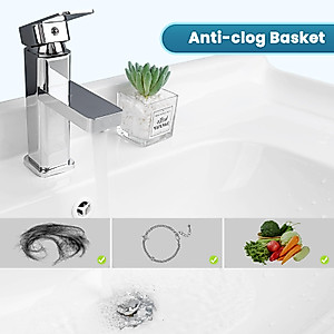 2PACKS Bathroom Sink Stopper for Standard Drain Holes, All Metal Bathroom Pop Up Sink Strainer with Bullet Core Push Type Stainless Steel Plug, Chrome Finish